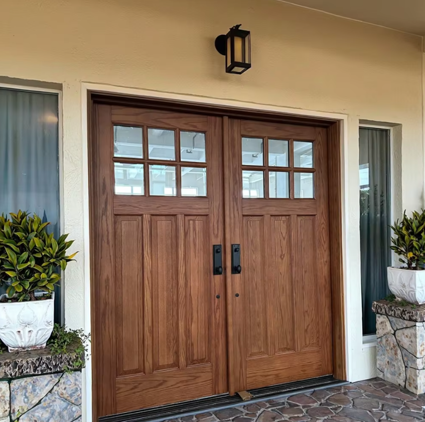 French Modern Solid Wood Double Front Doors – Waydoor