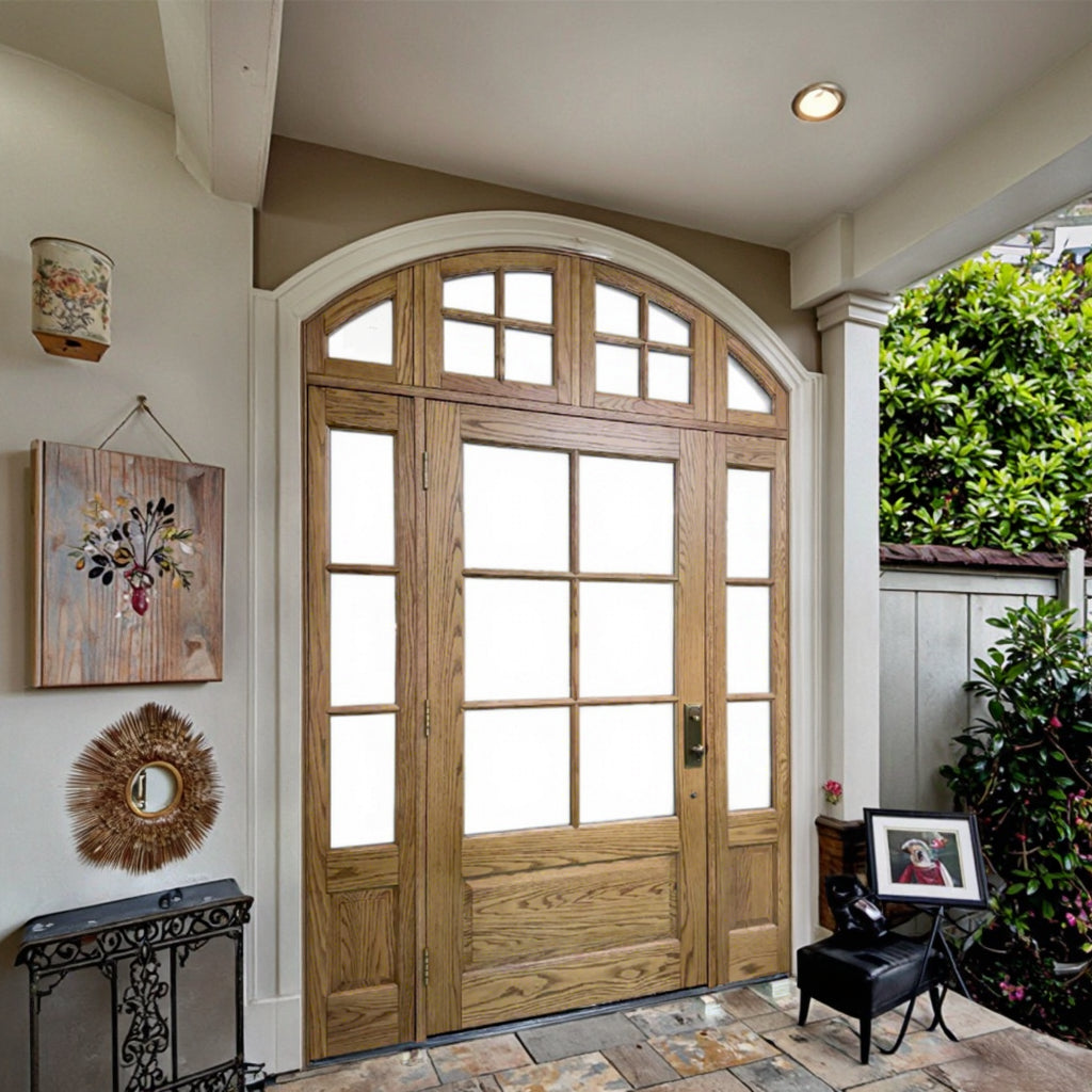 Luxury Red Oak Front Entry with Sidelights – Waydoor